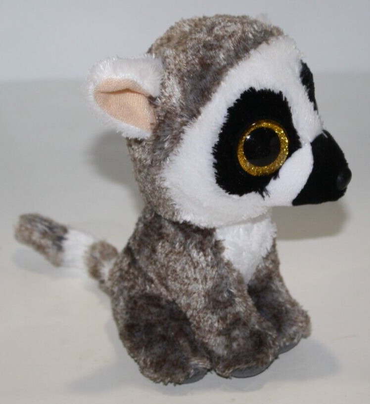 TY Silk Beanie Boos LINUS the Lemur Gray Plush 6" Stuffed Soft Toy Boo ...