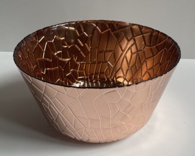 Decorative Copper Colored Glass Bowl Height: 5 in Width: 9 in | eBay