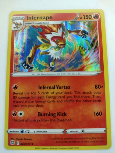 Infernape - 026/172 - Holo Rare - Brilliant Stars - Pokemon - NM/M | eBay