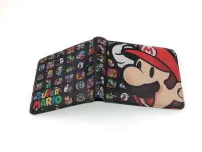 Retro Nintendo Super Mario Black Wallet with Luigi, Princess Peach ...