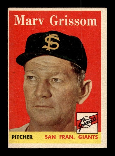 1958 Topps #399 Marv Grissom Giants EX *o5 | eBay