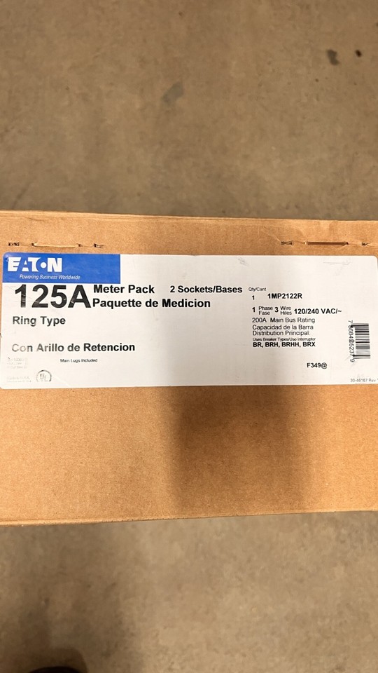 EATON 200 Amp 2-Gang Position 125A Meter Socket 1MP2122R EUSERC as ...