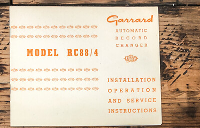 Garrard Model RC88/4 RC 88 Record Player / Turntable Owner / User ...