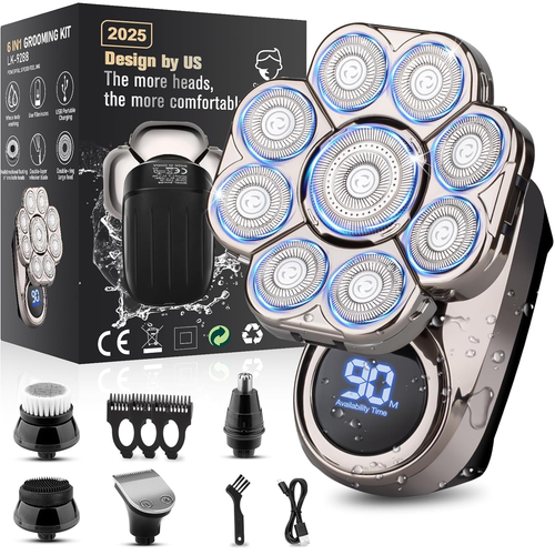 9D Electric Head Shaver for Bald Men, Upgraded 5-In-1 Head Shaver for ...