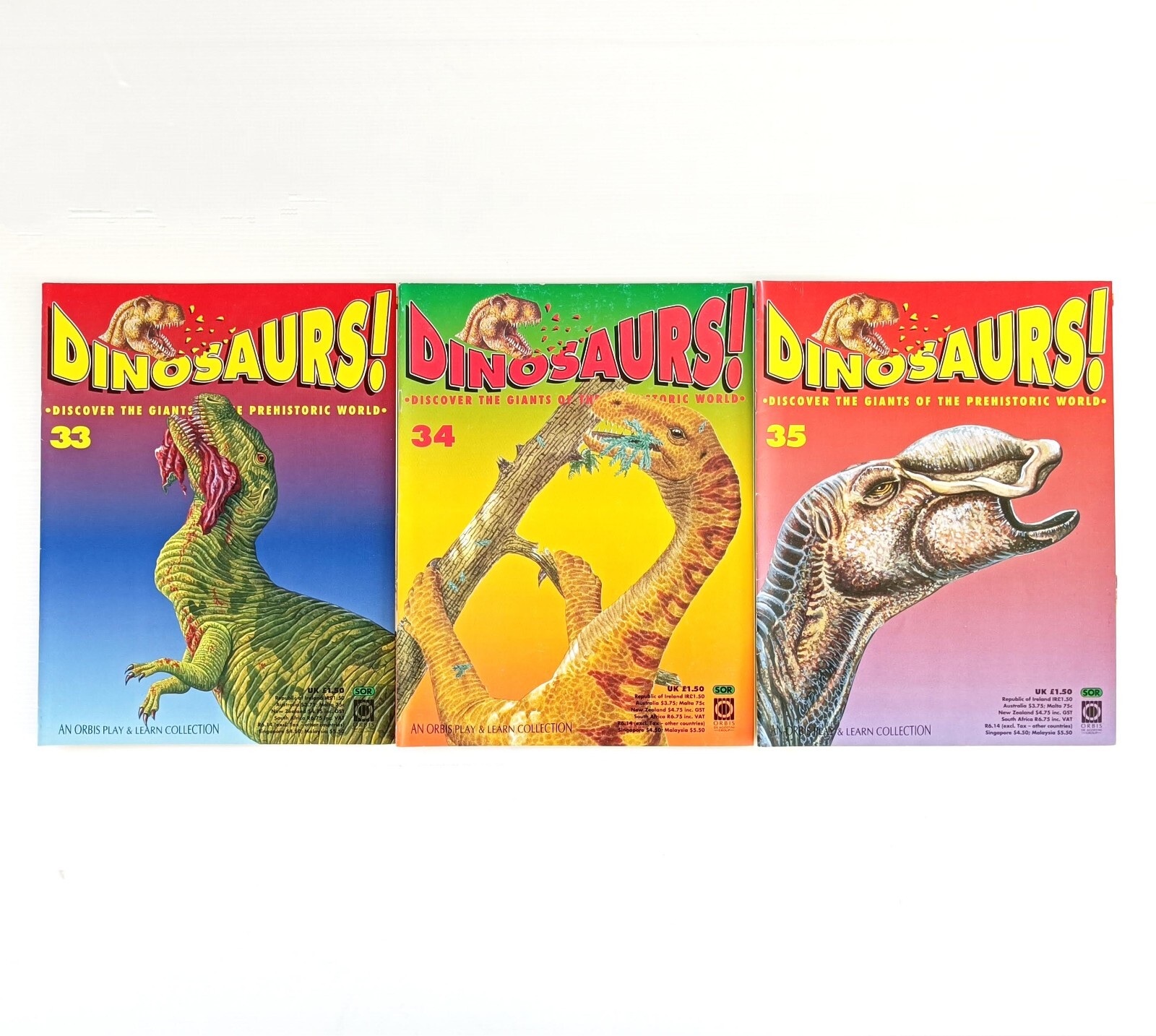 #30-39 Dinosaurs! Giants of the Prehistoric World x10 90's VTG ...