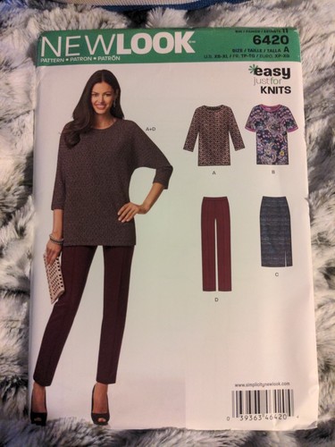 New Look 6420 Slim Pin Tuck Pants, Pencil Skirt, Dolman Sleeve Top Sz 6 ...