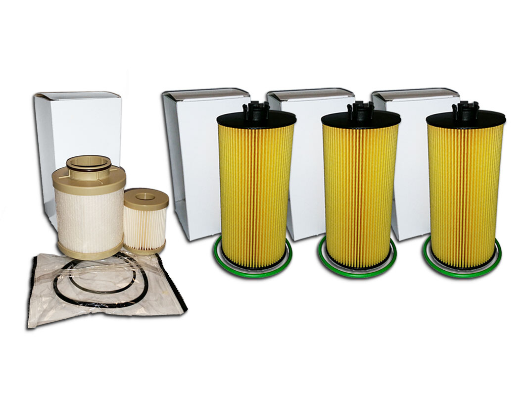 6.0L TURBO DIESEL 3 OIL FILTERS AND 1 FUEL FILTER COMBO KIT - REPLACES ...