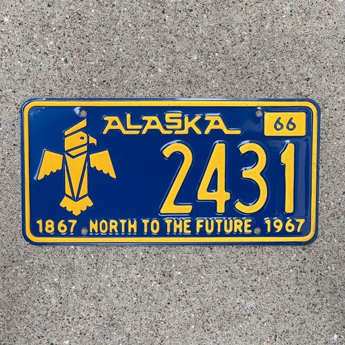 1966 Alaska License Plate Auto Tag Garage Decor Vintage Eagle Totem ...