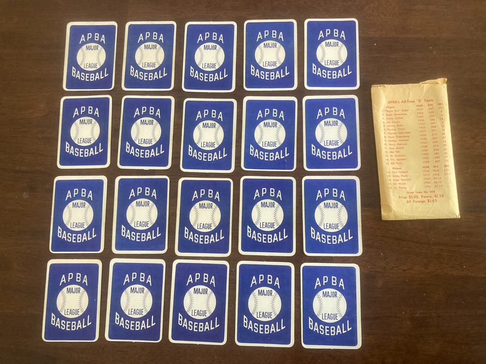 APBA ALL TIME B TEAM BASEBALL SET - 20 CARDS - 1ST PRINTING | eBay