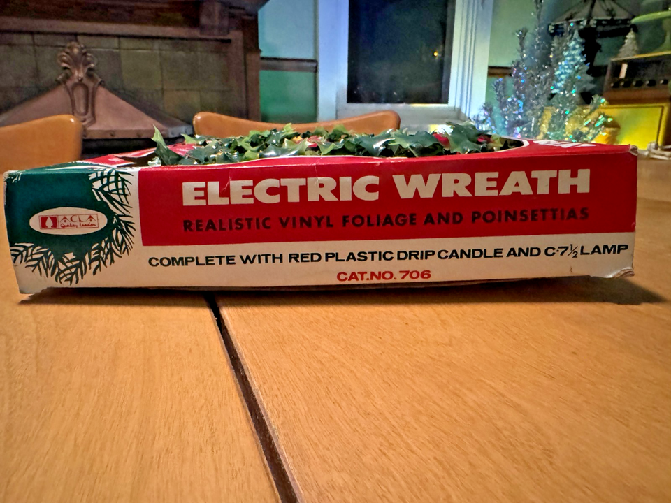 Vintage ACA Electric Christmas Wreath WORKS Box Red Candle Holly ...