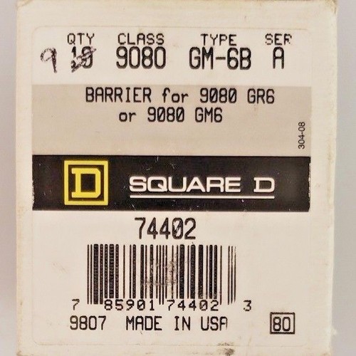 SQUARE D 9080GM6B BARRIER Class 9080 Type GM-6B Ser A GR6 or GM6 [Lot ...