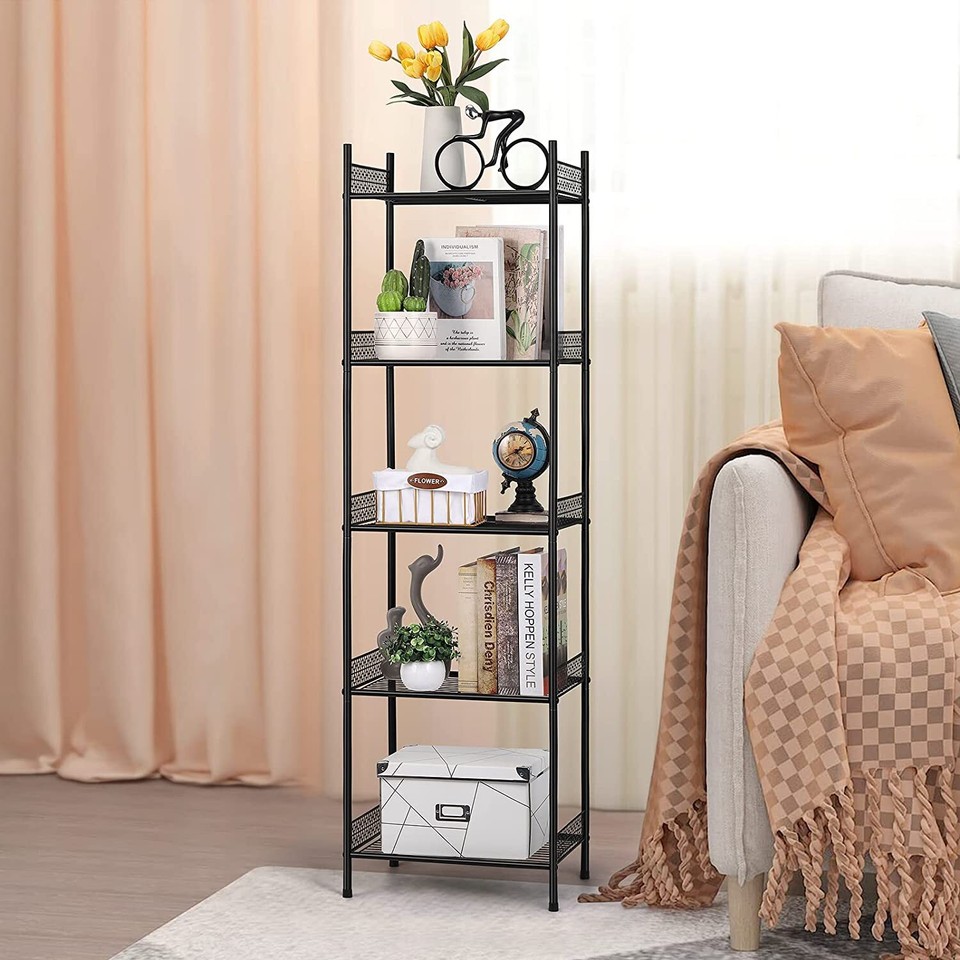 5 Tier Free Standing Storage Shelving Unit Heavy Duty Shelf Towel Rack ...