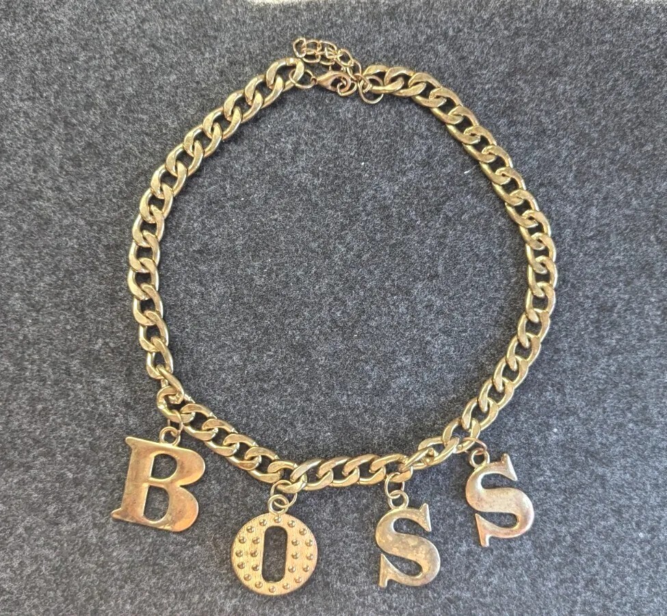 VINTAGE Hip Hop GOLD Chunky Large BOSS Pendant Neckla… - Gem