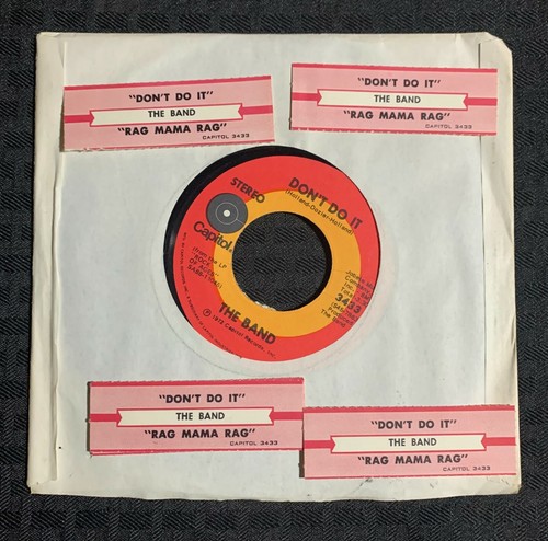 1972 The Band – Don't Do It / Rag Mama Rag 7" EX/Gen Capitol Records ...