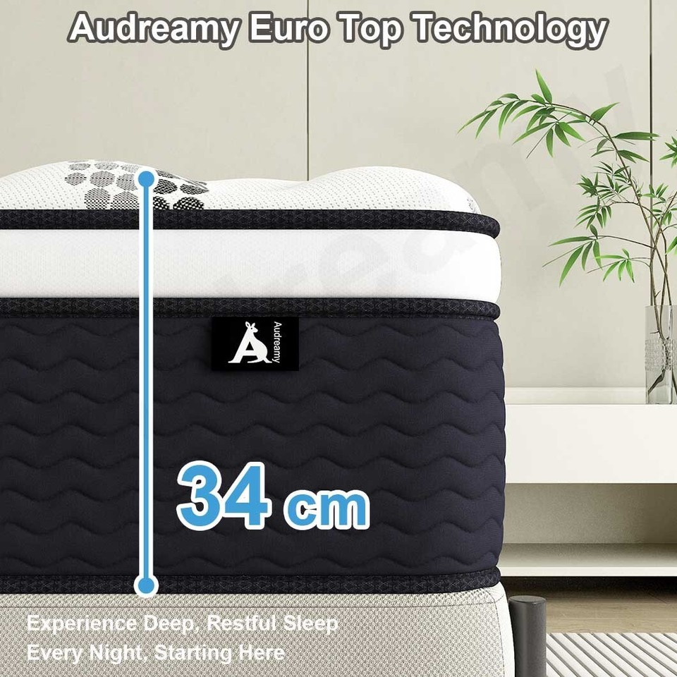 Audreamy Mattress Queen Double King Single 26-36cm Euro Top Zone Pocket ...