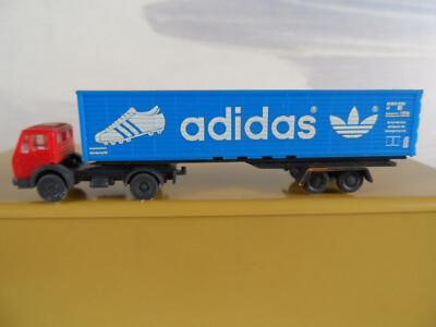 LKW mit Auflieger beladen mit Container "addidas"Fahrzeug 1:160 Wiking ...