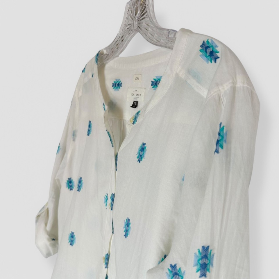 Ann Taylor LOFT Size Large The Softened Shirt Roll Tab Sleeve ...