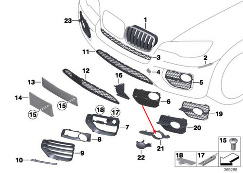 NEW BMW X6 E71 RIGHT FOG LIGHT GRILLE COVER 51117188386 7188386 OEM | eBay