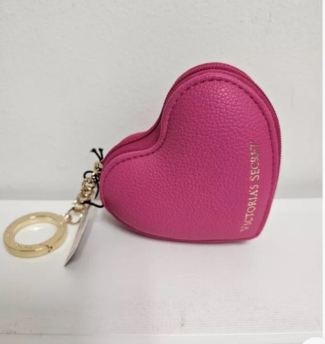 VICTORIA'S SECRET Pink Zipper Heart Pouch Key Chain Coin Purse Charm ...