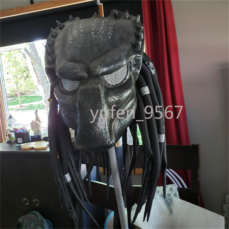 Predator Alien vs Predator Mask Helmet w/ Braid Halloween Cosplay ...