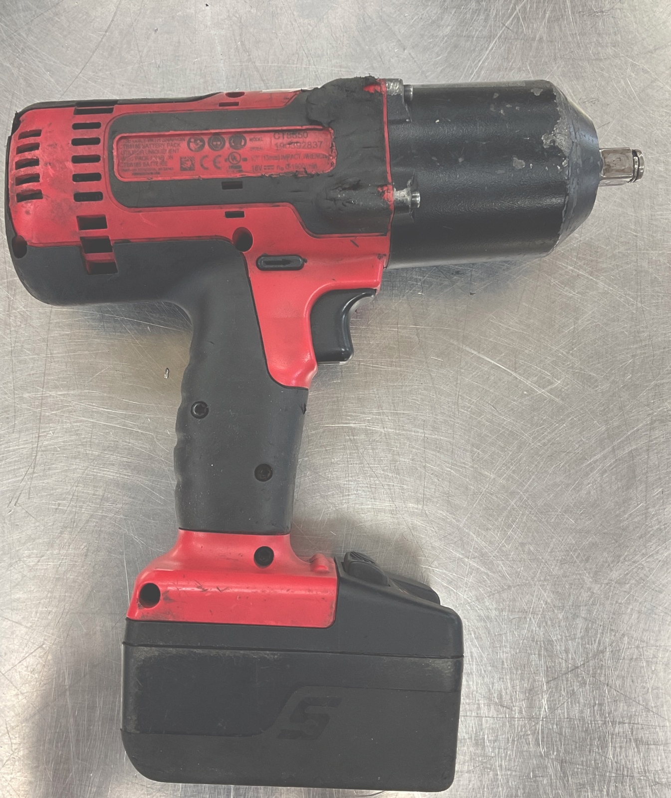 Snap-On CT8850 18V 1/2" Drive Cordless Impact Wrench w/ 4.0AH Battery ...