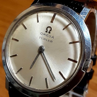 Omega Vintage TURLER Silver Manual Winding Mens Watch Authentic Working ...