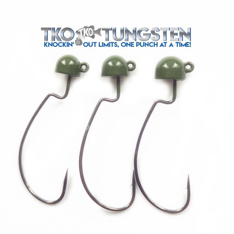 ***TKO Tungsten weedless NED Head Rig off set jigs** 3 pack, 3 sizes, 2 ...