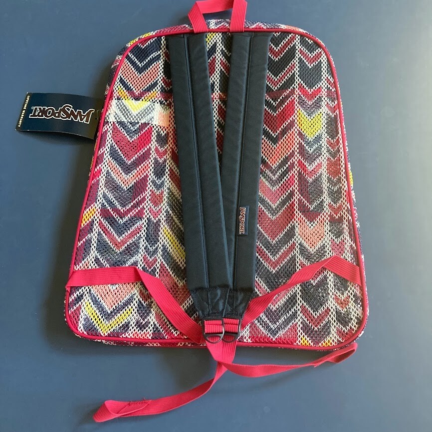 New JANSPORT Girl Pink Mesh Backpack School Gym Travel Book Bag Laptop ...