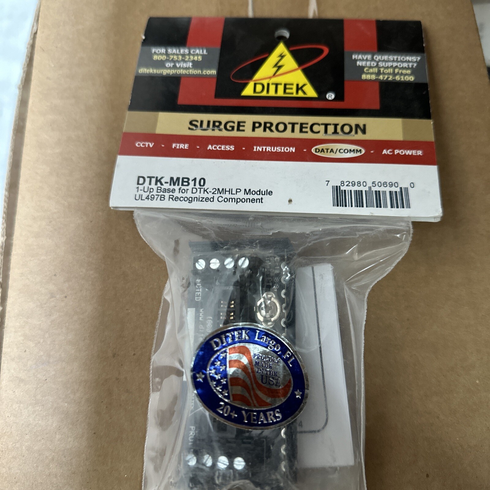 Ditek DTK-MB10 Single Module Snaptrack-type Base for 2MHLP Surge ...