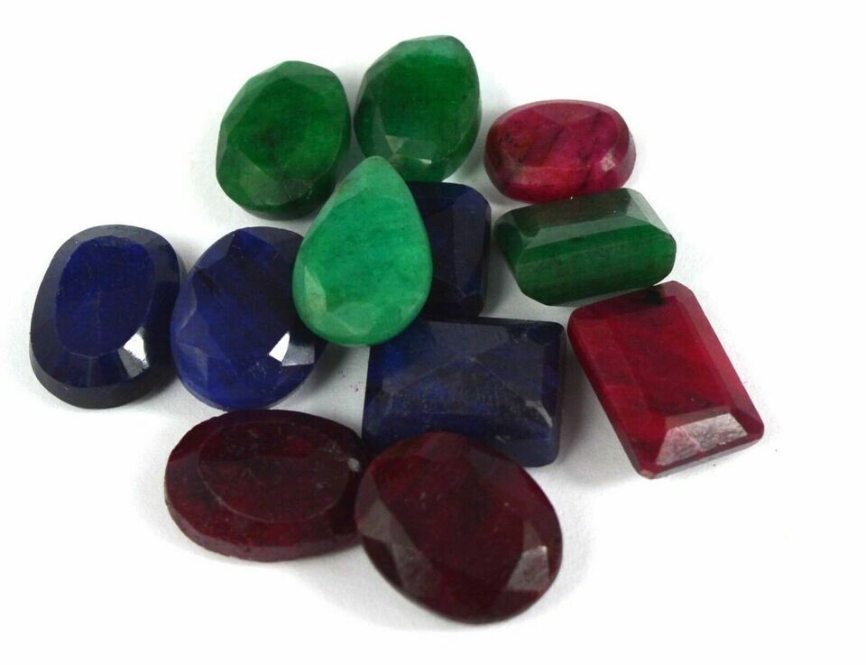 Festival Sale 100Ct Natural Emerald, Ruby, Sapphire Mix Lot Gemstones ...