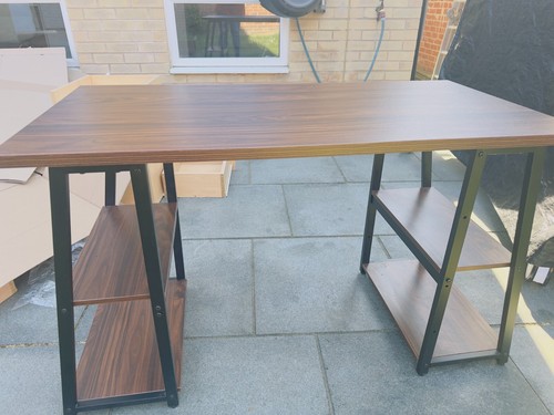 Office Hippo Home Office with 4 Shelves Computer Desk Walnut 130cm x ...