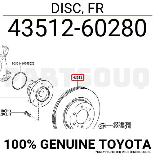 4351260280 Genuine Toyota DISC, FR 43512-60280 | eBay