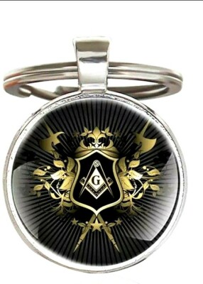 Freemasonry Masonic Keychain with Glass Center Key Ring / Chain | eBay