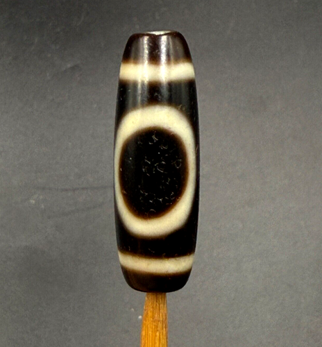 Magic Tibetan Old Agate Double Heaven&Earth Cinnabar Totem dZi Bead ...