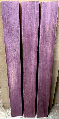THREE (3) KILN DRIED SANDED S4S PURPLEHEART LUMBER WOOD BLANKS ~36" X 4 ...