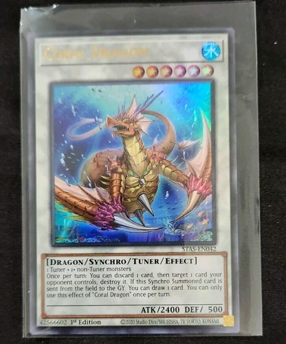 Coral Dragon ERROR HOLO BLEED YU-GI-OH! TCG Card STAS-EN042 Ultra Rare ...