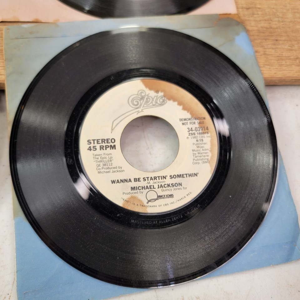 Michael Jackson 45 RPM Vinyl Lot of 9 Motown Epic Singles Billie Jean ...