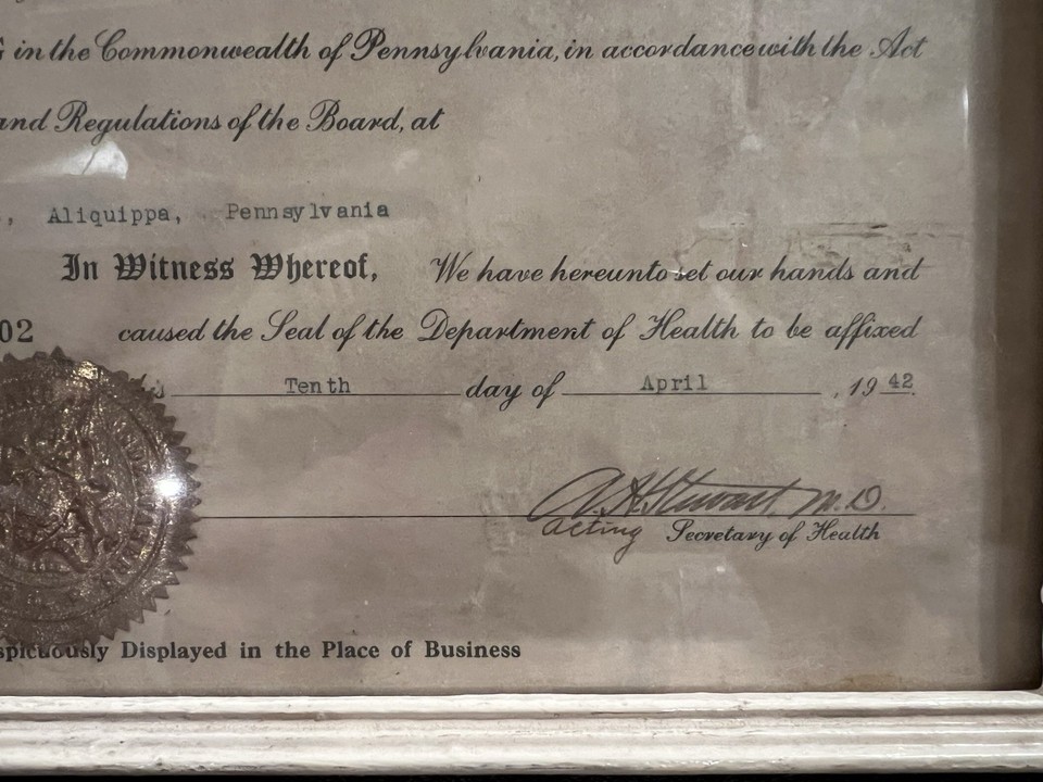 Vintage Funeral Director Undertaker Embalmer License 1942 Framed Glass ...