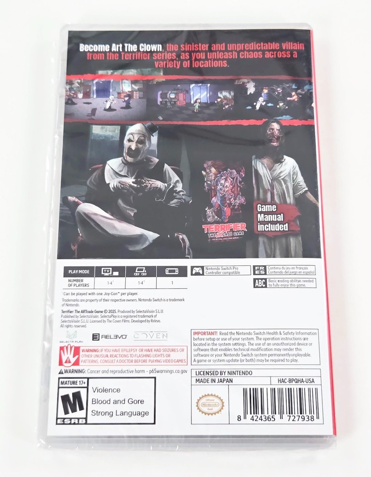 TERRIFIER THE ARTCADE GAME NEW FACTORY SEALED 2025 Authentic Nintendo ...