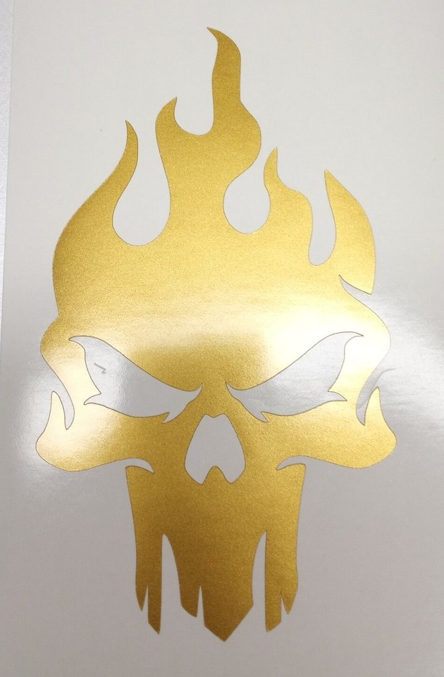 Flaming Skull Vinyl Decal Car Truck Laptop Flames On Skull Sticker ...