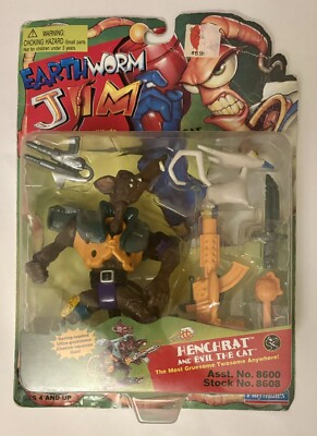 Earthworm Jim Henchrat And Evil The Cat Action Figure Playmates 1994 ...