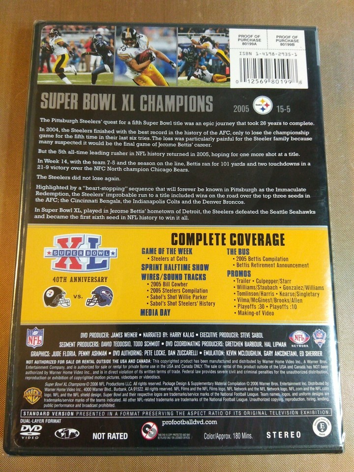 Super Bowl XL Champions Pittsburgh Steelers (DVD 2006) Special Edition ...
