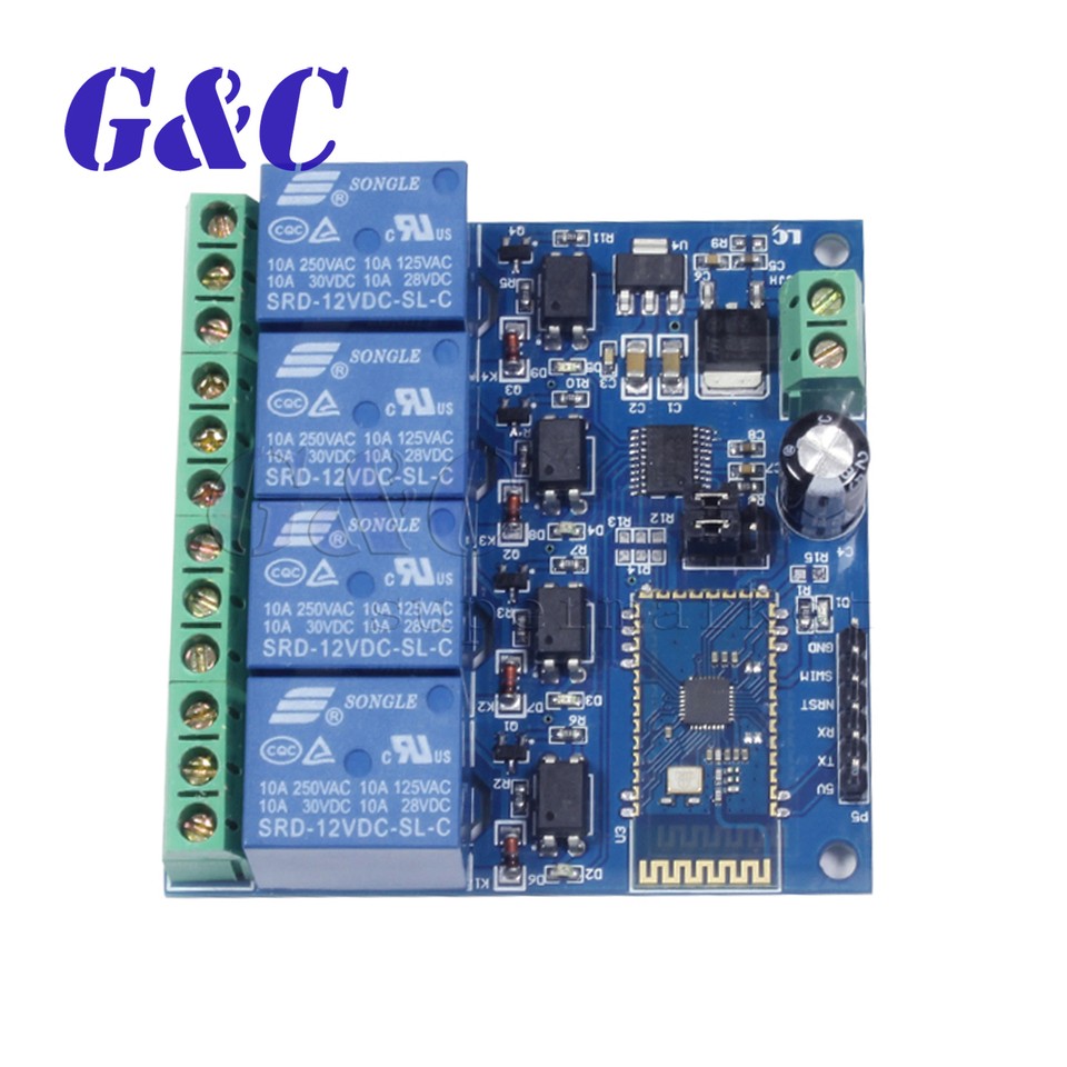 12V/10A 4-Channel Bluetooth Relay Module Mobile APP Remote Control ...