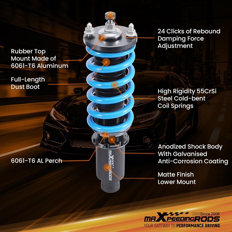MaXpeedingrods 24-Step Damper Adjustable Coilover Suspension For Honda ...
