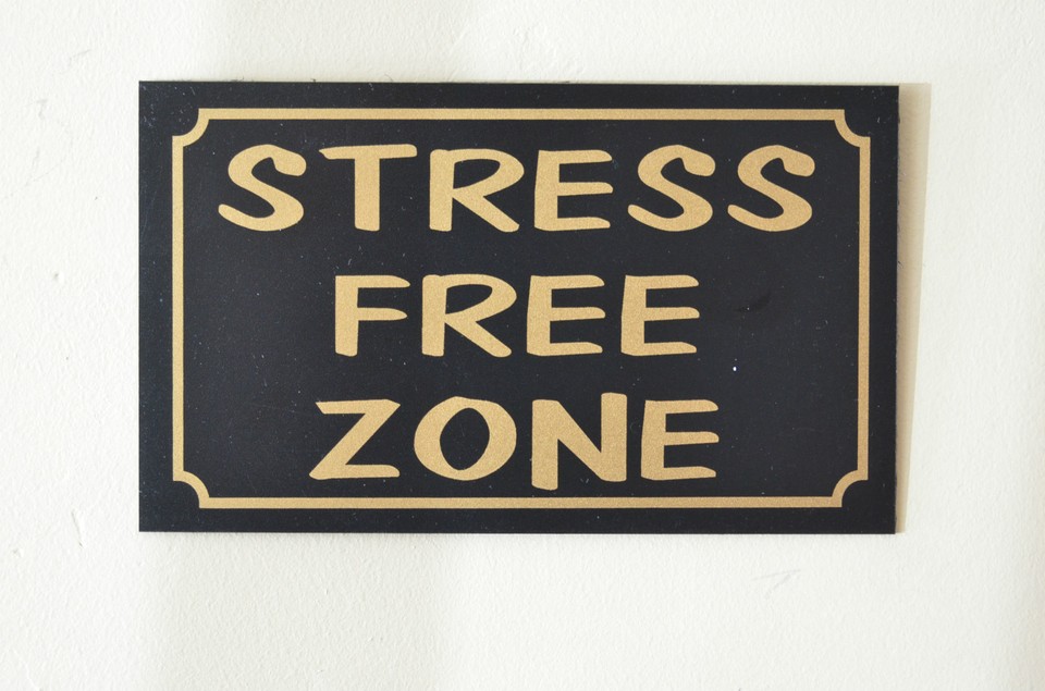 STRESS FREE ZONE sign or sticker 190x58mm man woman cave joke party ...