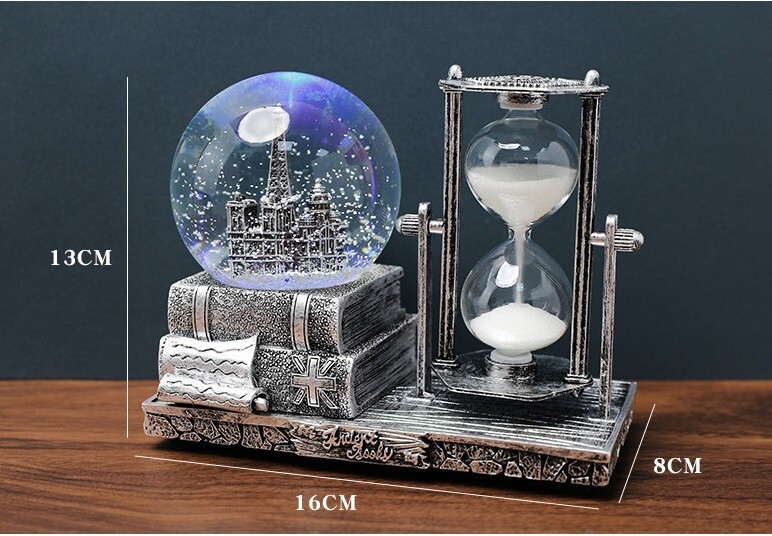 UK Stock New Musical Vintage Snow Globe Music Box Hourglass Timer With ...