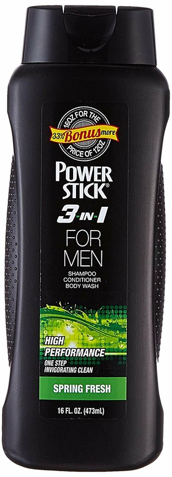 Power Stick 3 in 1 Men's Shampoo + Conditioner + Body Wash SPRING FRESH ...