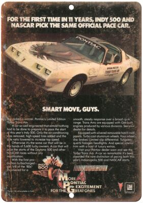 Indy 500 NASCAR Pontiac Turbo Trans Am Reproduction Metal Sign A635 | eBay