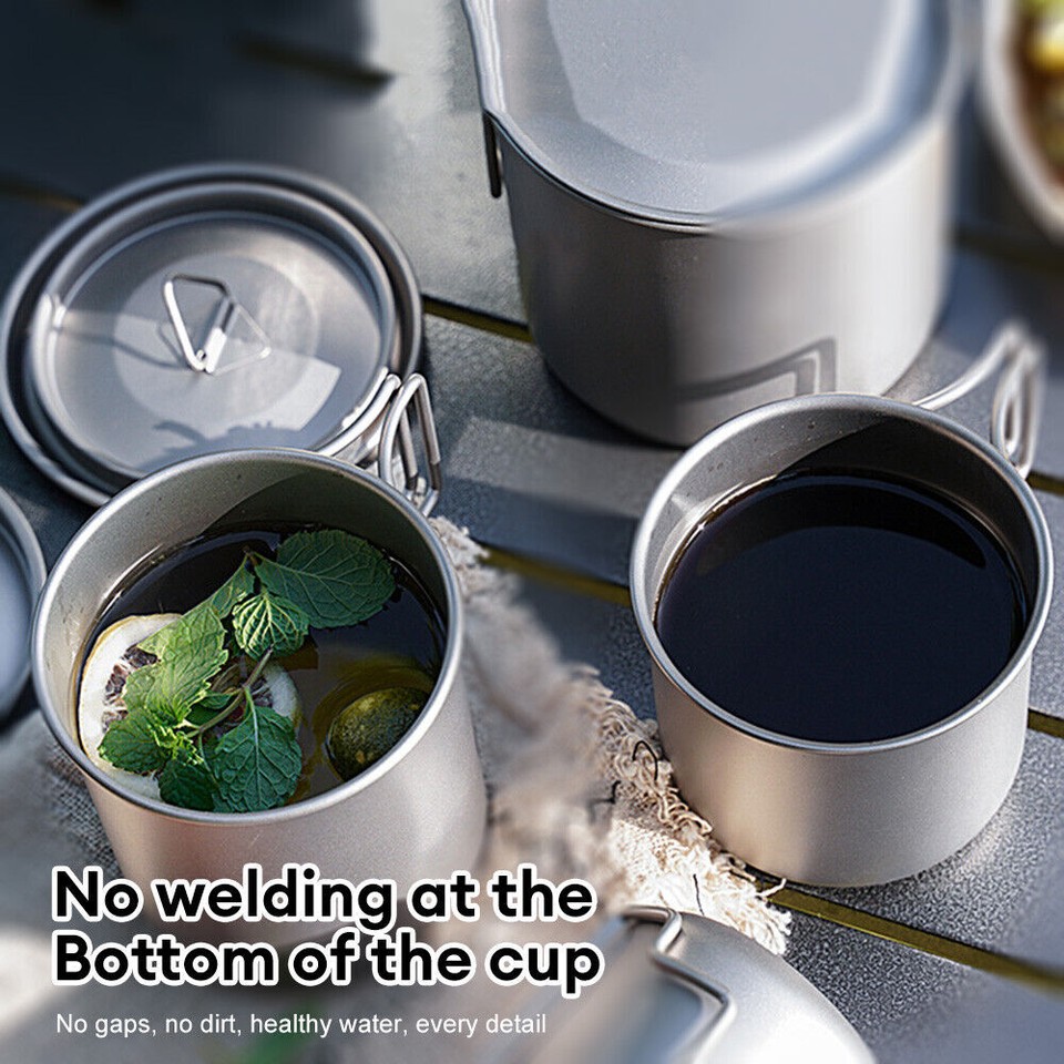 Lightweight Titanium 200/350/450/550 750ml Pot Outdoor Camping Cup Bowl ...