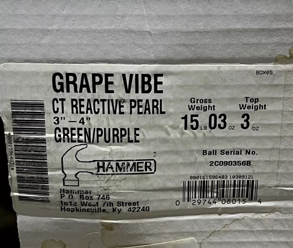 Hammer Vibe Grape 15 lb Bowling Ball New in Original Box Made in the ...